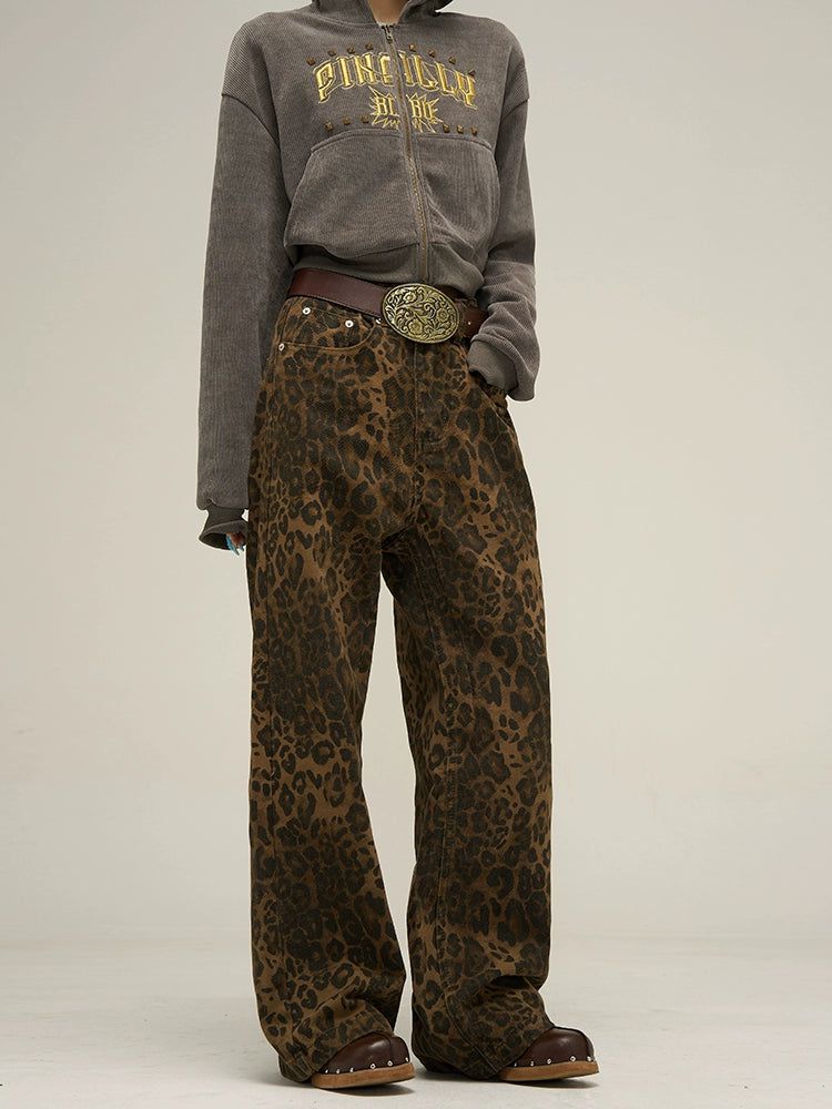 77Fight Leopard Print Jeans