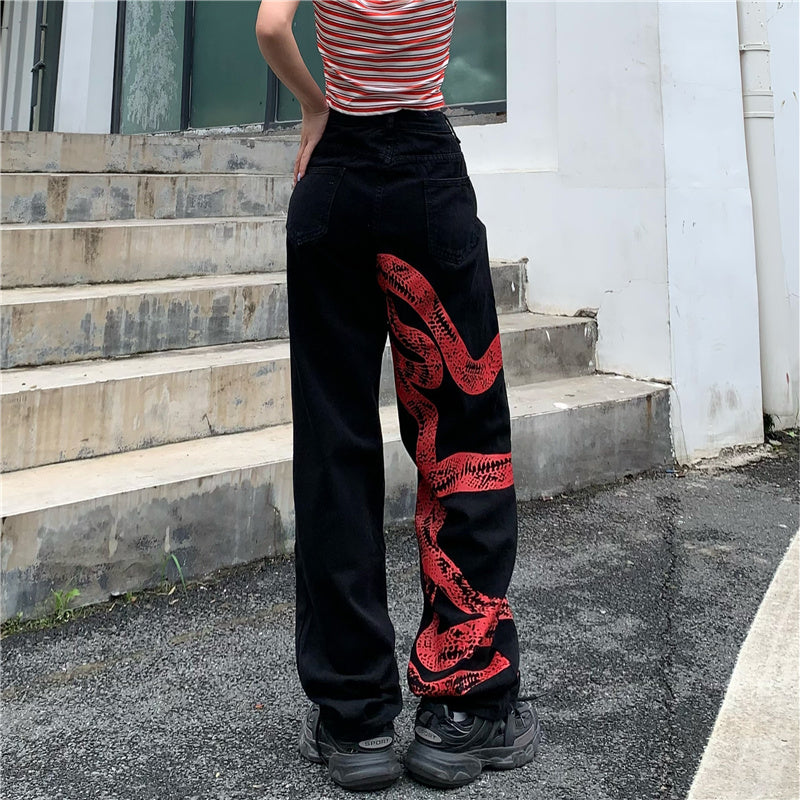 Mage Red Python Jeans